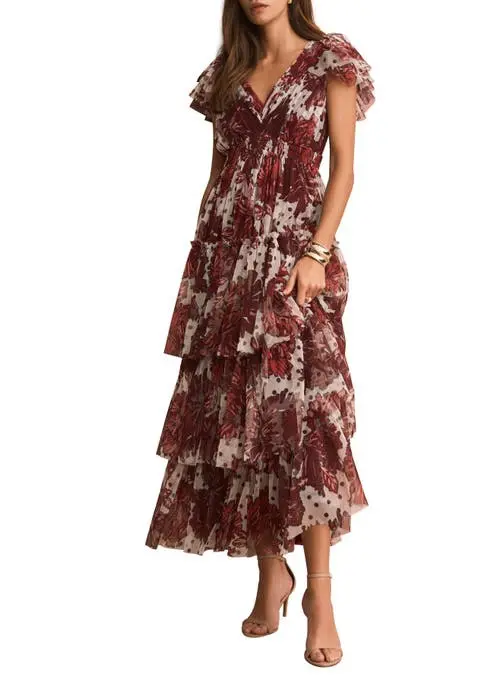 Mint Velvet Floral Print Tulle Midi Dress