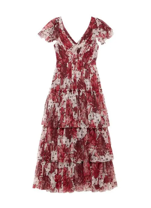 Mint Velvet Floral Print Tulle Midi Dress