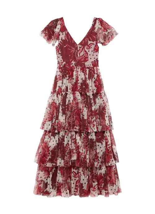 Mint Velvet Floral Print Tulle Midi Dress