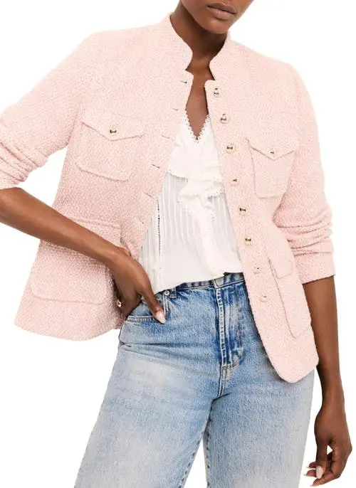 Mint Velvet Cotton-blend Bouclé Jacket - Light Pink
