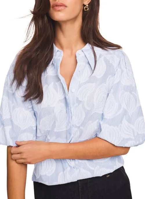 Mint Velvet Cotton Jacquard Striped Shirt