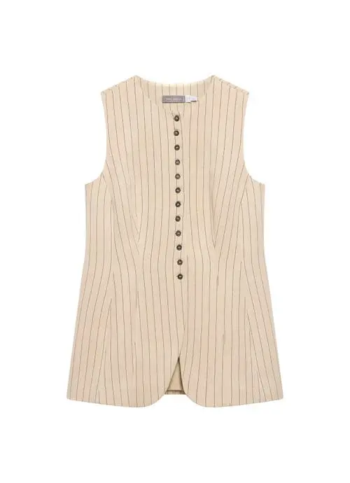 Mint Velvet Pinstripe Longline Waistcoat