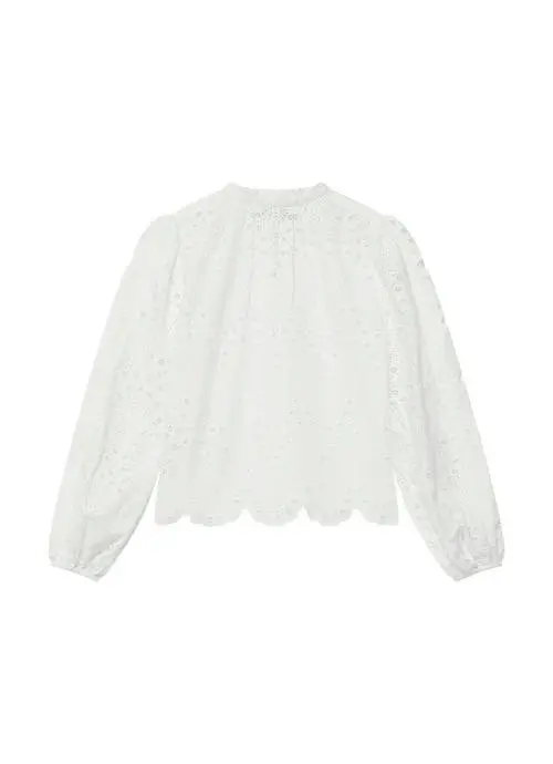 Mint Velvet Cotton Broderie Detail Blouse - Ivory