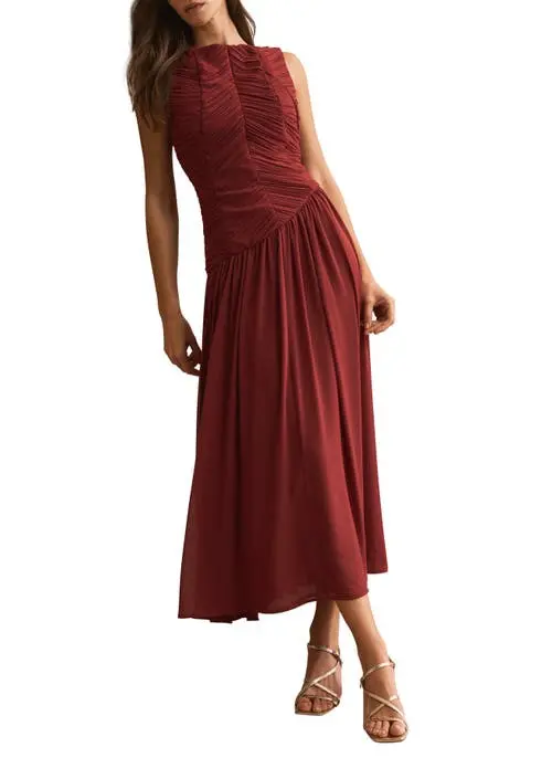 Mint Velvet Ruched Detail Midi Dress