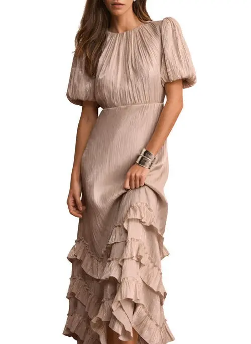 Mint Velvet Metallic Ruffle Midi Dress