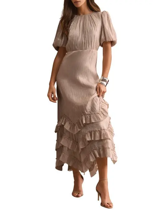 Mint Velvet Metallic Ruffle Midi Dress