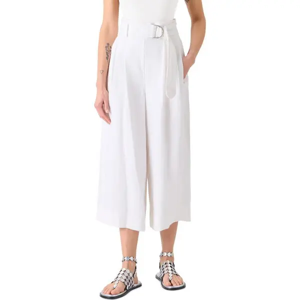 Akris Fiorella High Waist Linen Culottes - Cream