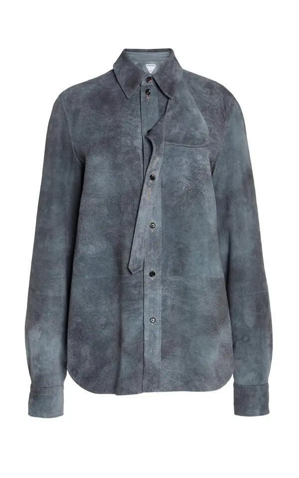 Bottega Veneta Brushed Suede Button Down Shirt - Blue