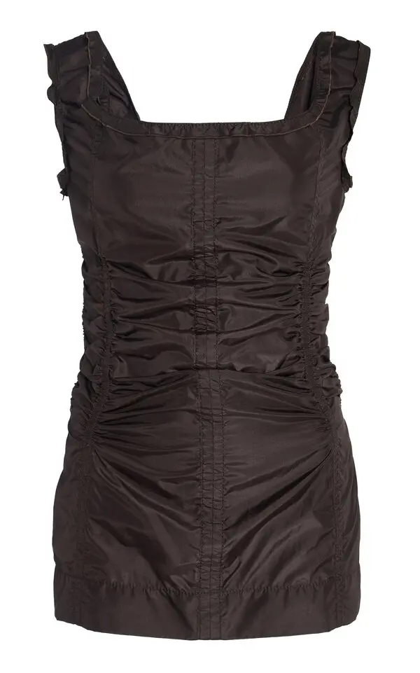Bottega Veneta Sleeveless Washed Silk Taffeta Top - Brown
