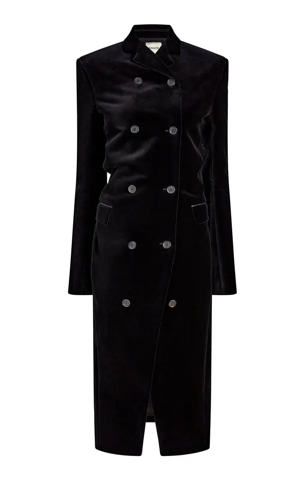 Khaite Rolon Double-breasted Velvet Coat