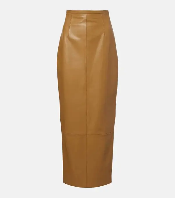 Khaite Winton Maxi Leather Skirt - Brown