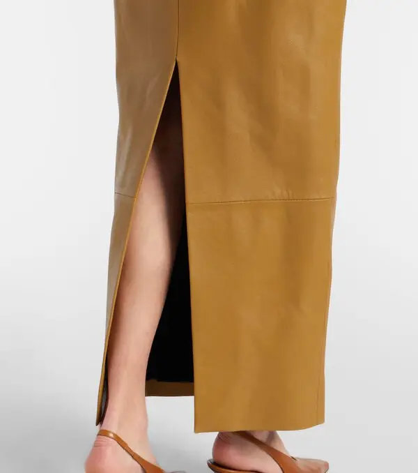 Khaite Winton Maxi Leather Skirt - Brown