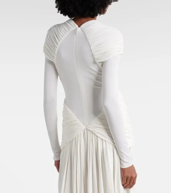 FERRAGAMO Ruched Crêpe Jersey Midi Dress