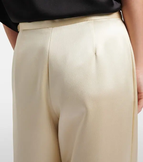 THE ROW Silk Satin Straight Leg Trousers - White