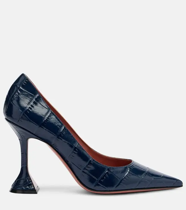 Amina Muaddi Ami Croc-effect Leather Pumps - Blue