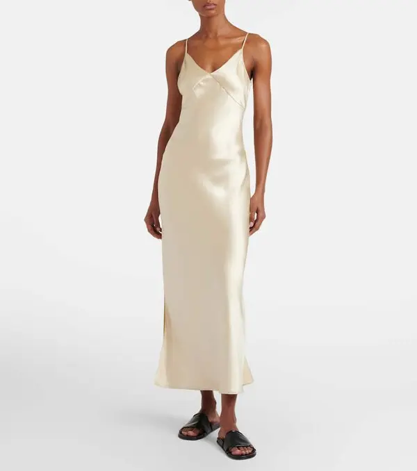 THE ROW Barika Silk Satin Slip Dress - White