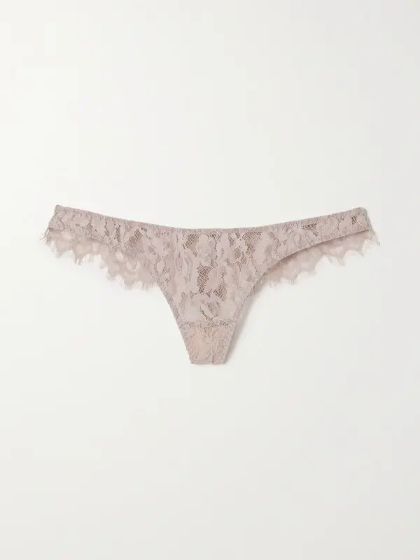 COCO DE MER Aurelia Corded Lace Thong - Pink