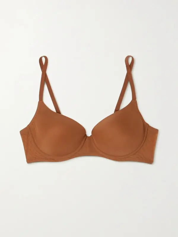 NUBIAN SKIN Naked Stretch-tulle Underwired T-shirt Bra - Brown