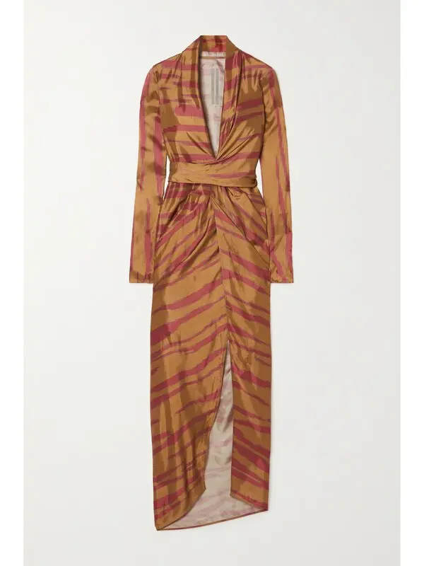 Rick Owens Printed Satin Wrap Gown
