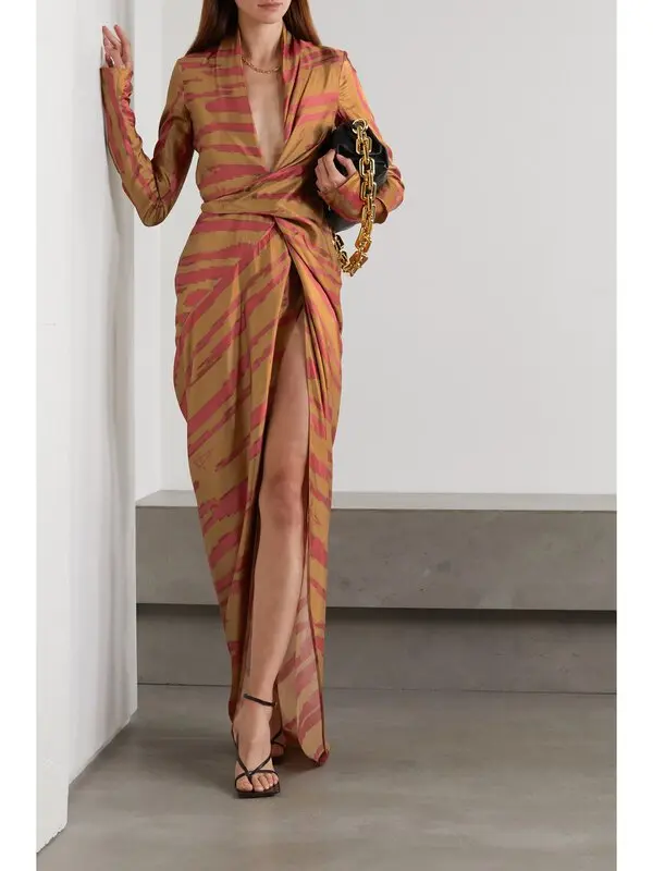 Rick Owens Printed Satin Wrap Gown