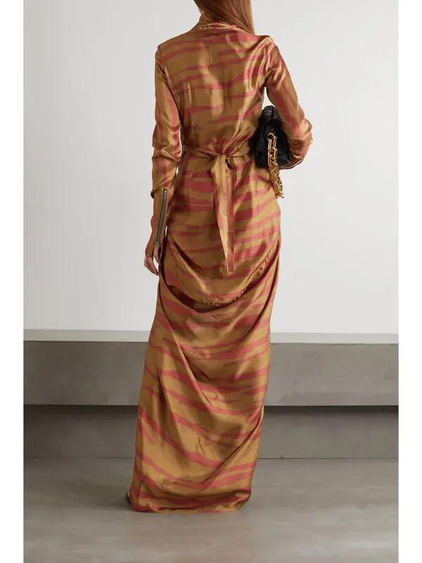 Rick Owens Printed Satin Wrap Gown