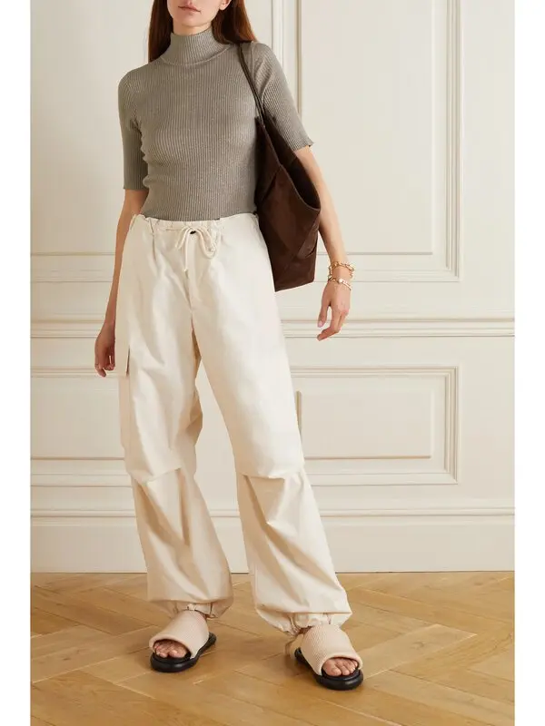 Brunello Cucinelli Metallic Ribbed Cashmere-blend Top