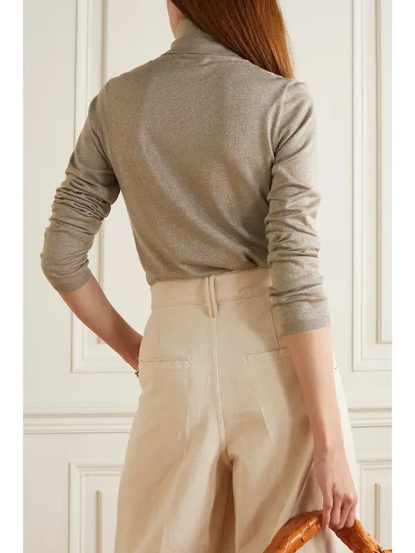 Brunello Cucinelli Metallic Cashmere-blend Turtleneck Sweater