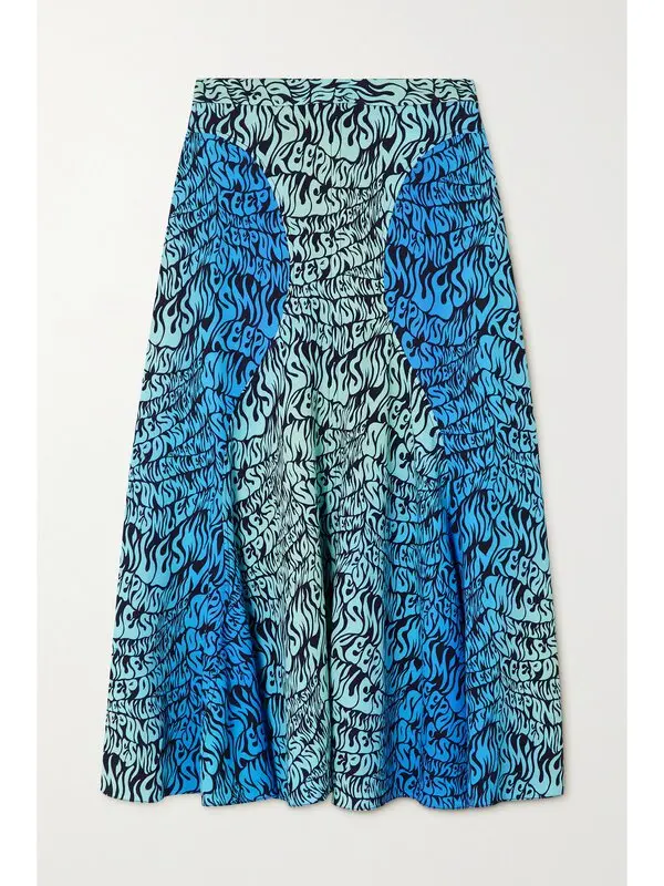 Stella McCartney Printed Crepe De Chine Midi Skirt