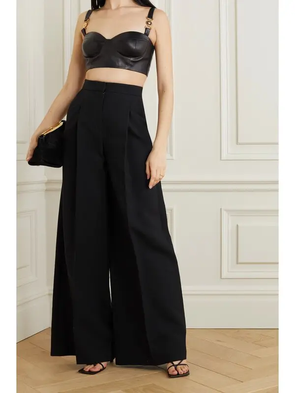 Versace Icons Embellished Leather Bustier Top