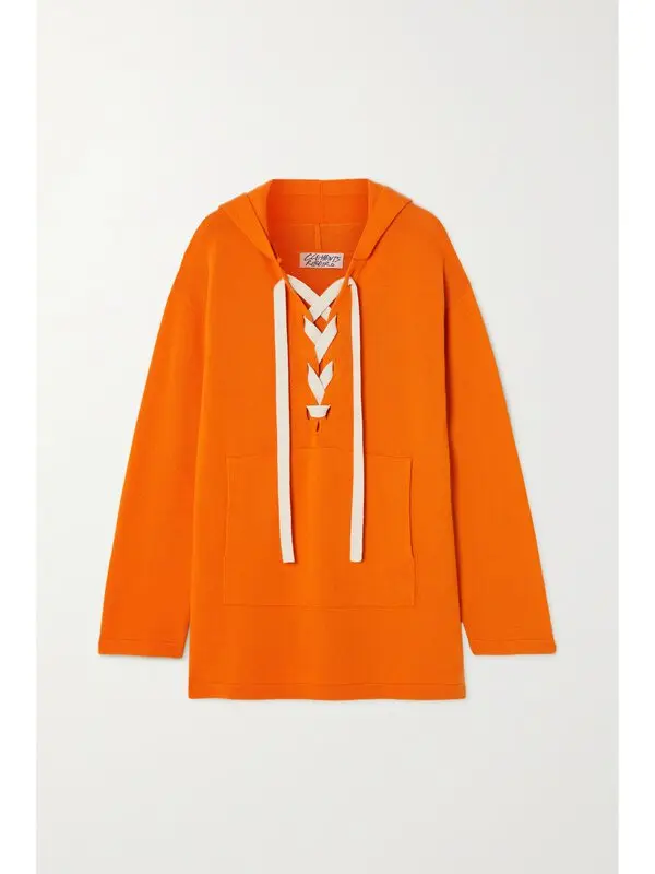Clements Ribeiro Dakota Baja Lace-up Cashmere Hoodie - Orange