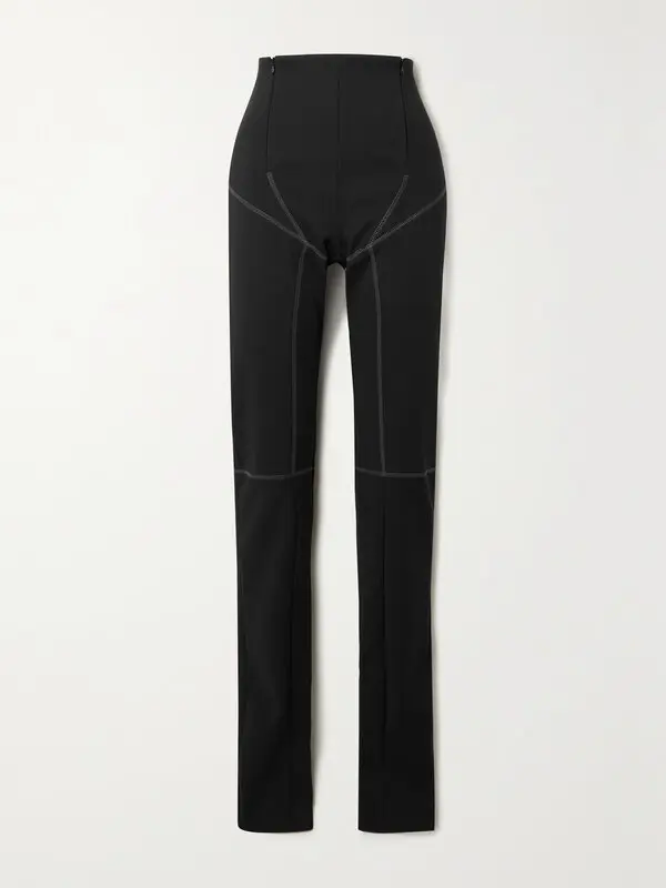 MAXIMILIAN Paneled Stretch-scuba Skinny Pants