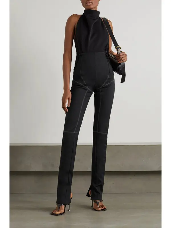 MAXIMILIAN Paneled Stretch-scuba Skinny Pants
