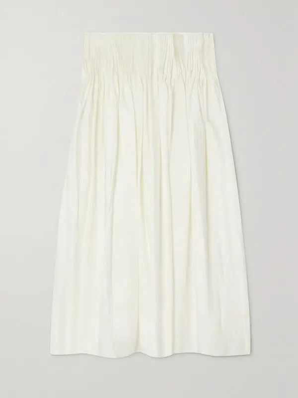 THE ROW Ruth Pleated Cotton-poplin Midi Skirt