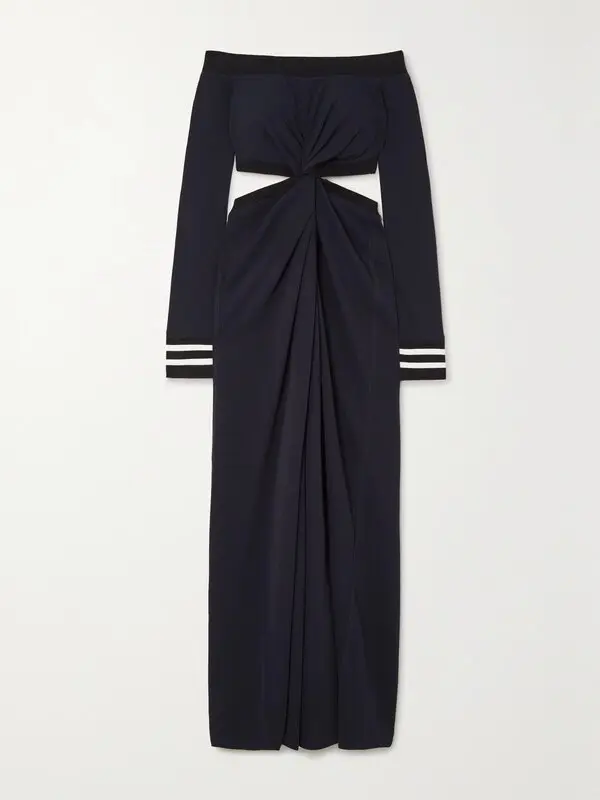 JW Anderson Twist-front Cutout Jersey Maxi Dress - Blue