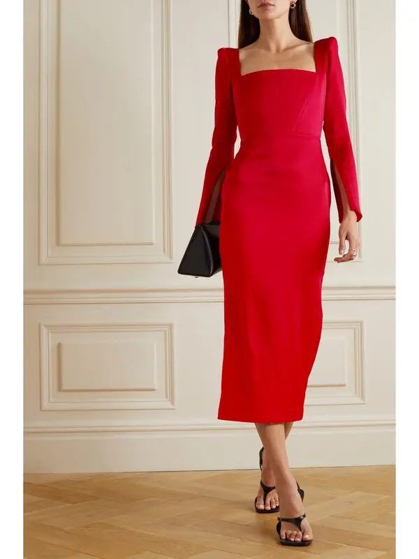 Alex Perry Dellen Satin-crepe Midi Dress