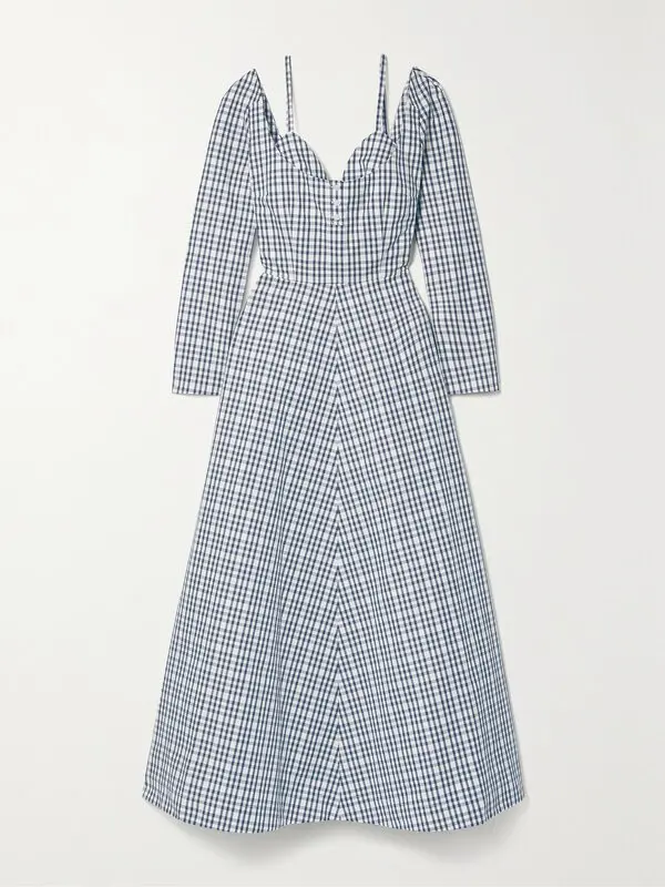 Rosie Assoulin Dancer Layered Checked Cotton-twill Midi Dress