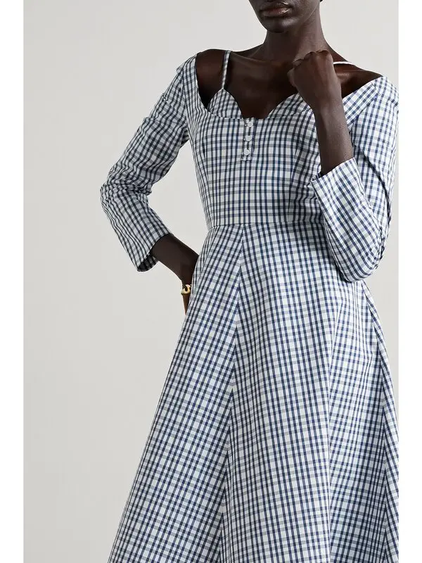Rosie Assoulin Dancer Layered Checked Cotton-twill Midi Dress