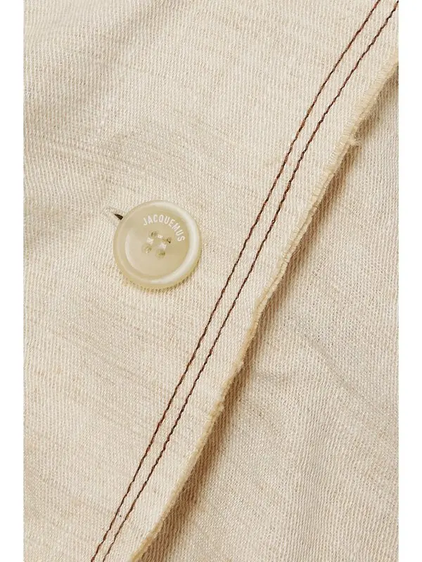 Jacquemus Camargue Asymmetric Linen And Silk-blend Maxi Dress
