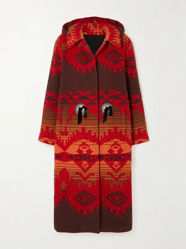 FORTELA Flick Hooded Metallic Wool-jacquard Coat