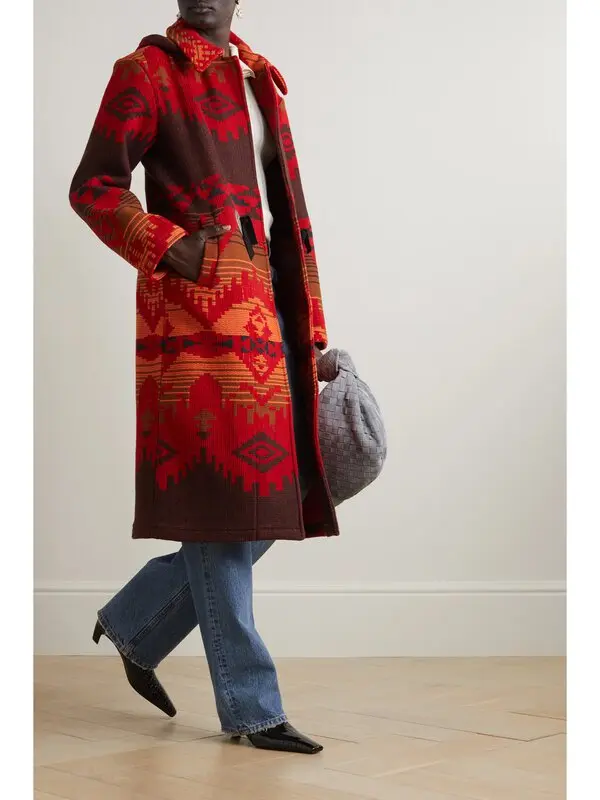 FORTELA Flick Hooded Metallic Wool-jacquard Coat