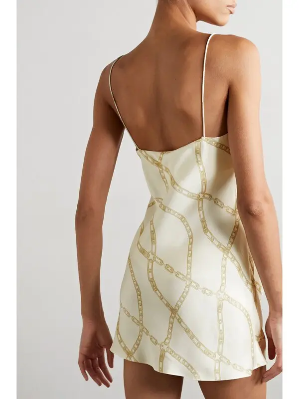 ANINE BING Lisette Printed Silk-charmeuse Mini Dress