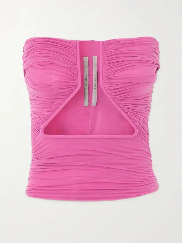 Rick Owens Prong Strapless Ruched Cutout Top