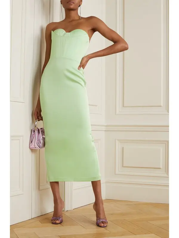 Alex Perry Ansley Strapless Satin-crepe Midi Dress