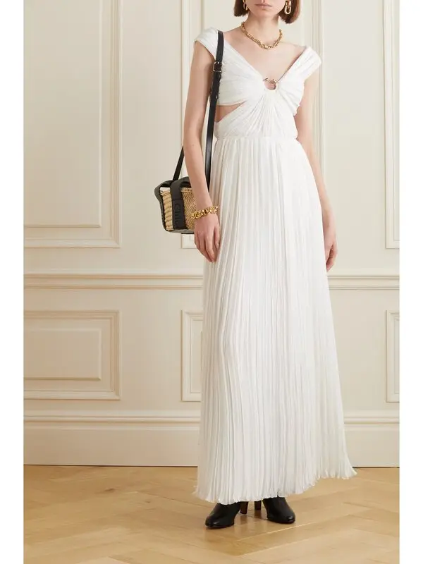 Chloé Cutout Pleated Silk-chiffon Gown