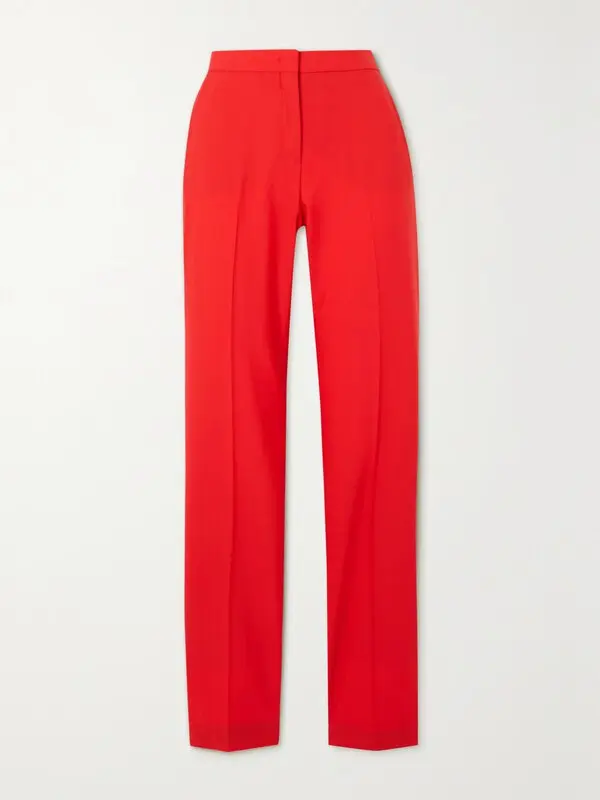 Another Tomorrow Net Sustain Pleated Merino Wool-crepe Straight-leg Pants