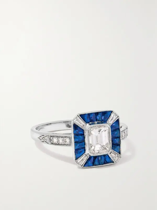 Fred Leighton White Ring With Diamond And Sapphire - Gold