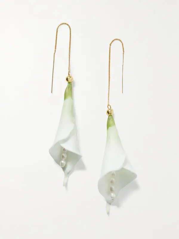 Cult Gaia Calla Gold-tone Pearl Earrings - White