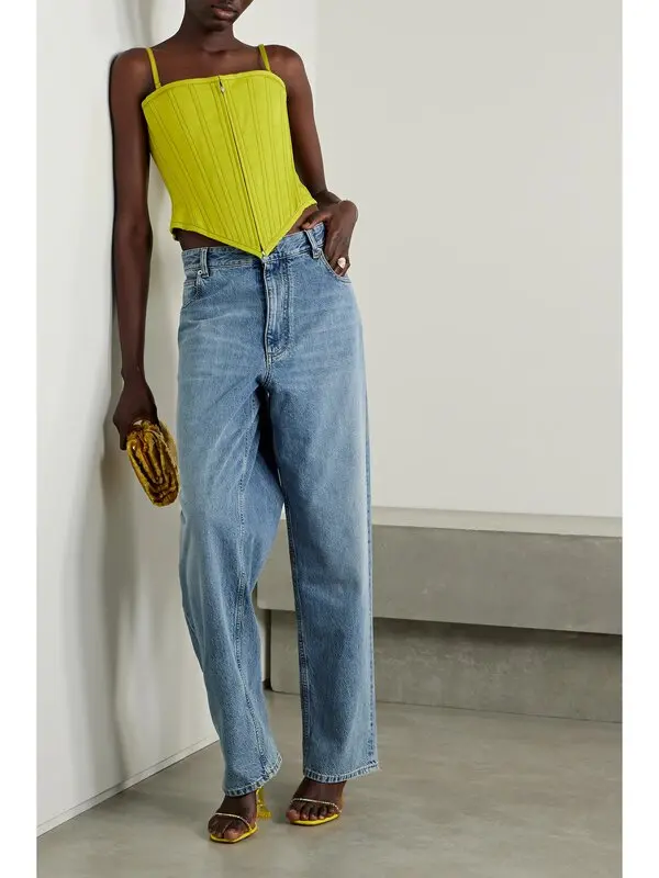 Christopher John Rogers Stay Cotton-twill Bustier Top - Yellow
