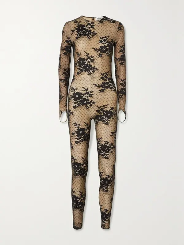 Wolford N°21 Pattie Stretch-mesh And Lace Jumpsuit - Black
