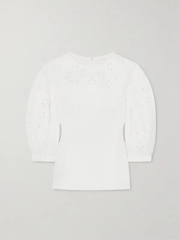 Chloé Broderie Anglaise Linen Blouse
